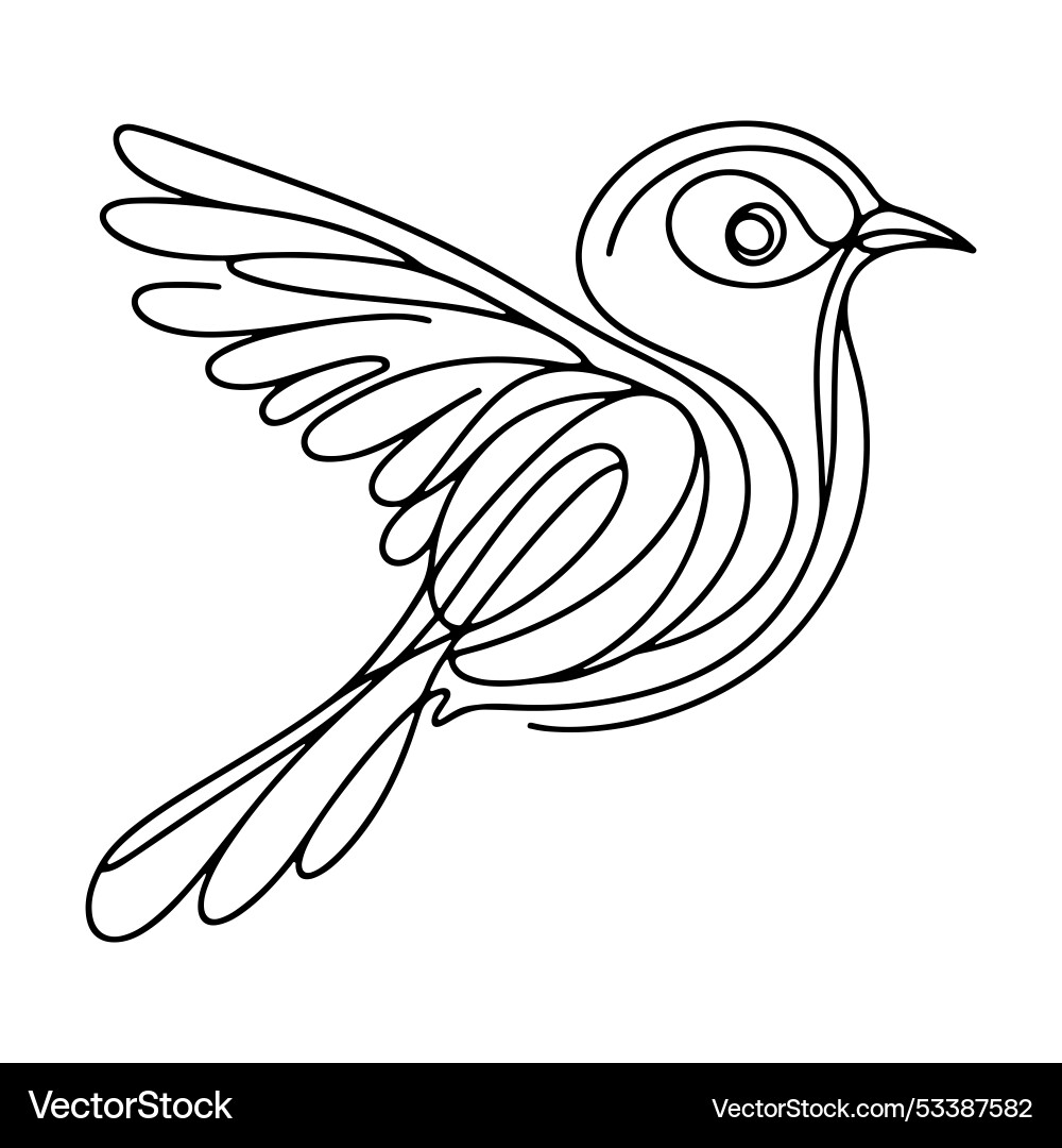 One line continuous bird sitting art Royalty Free Vector