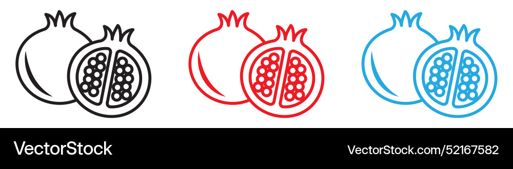 Pomegranate icon logo set collection for web app Vector Image