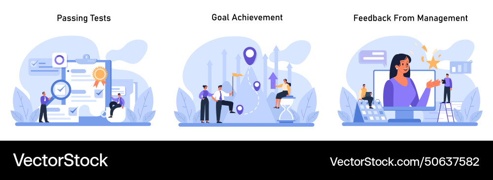 Professional progress set flat Royalty Free Vector Image