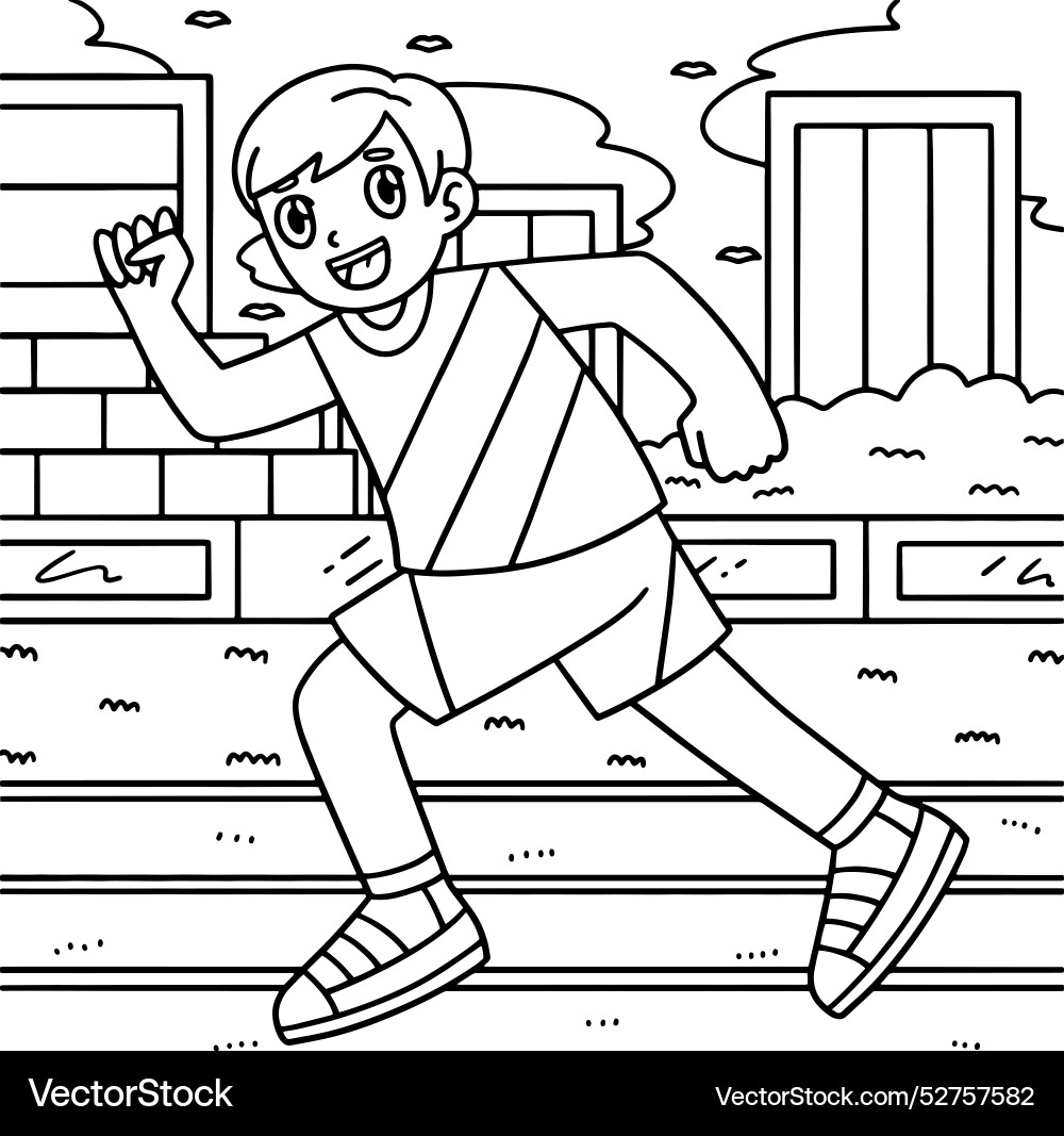 Track and field athlete sprinting coloring page Vector Image