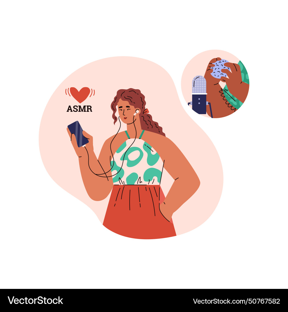 Woman with asmr experience Royalty Free Vector Image