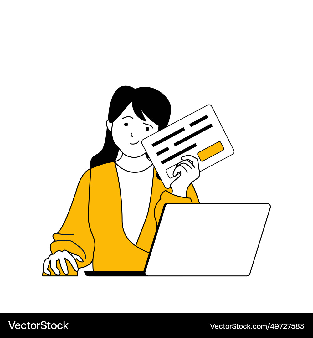 Digital business concept with cartoon people Vector Image