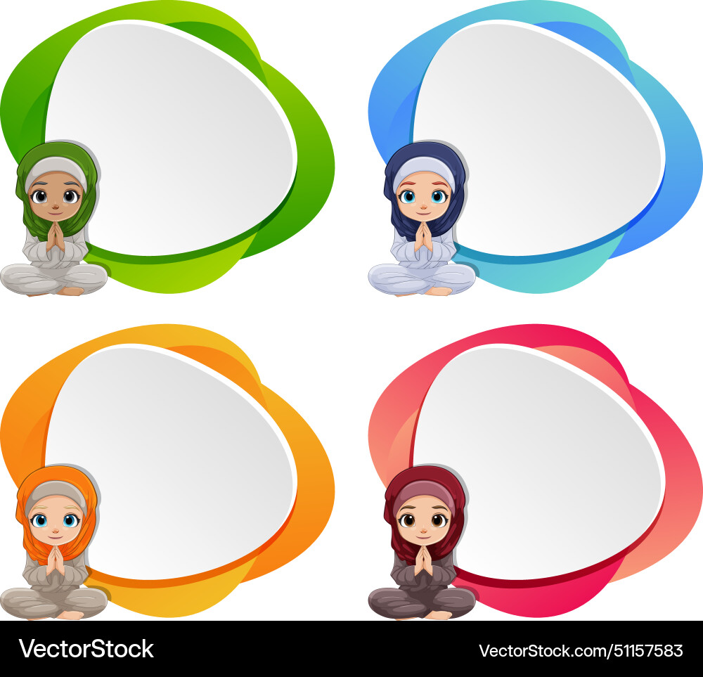Four cartoon characters with vibrant speech Vector Image