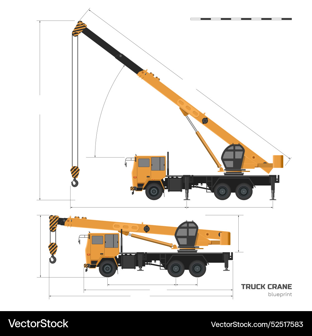 Industrial Hydraulic Crane Blueprint Royalty Free Vector