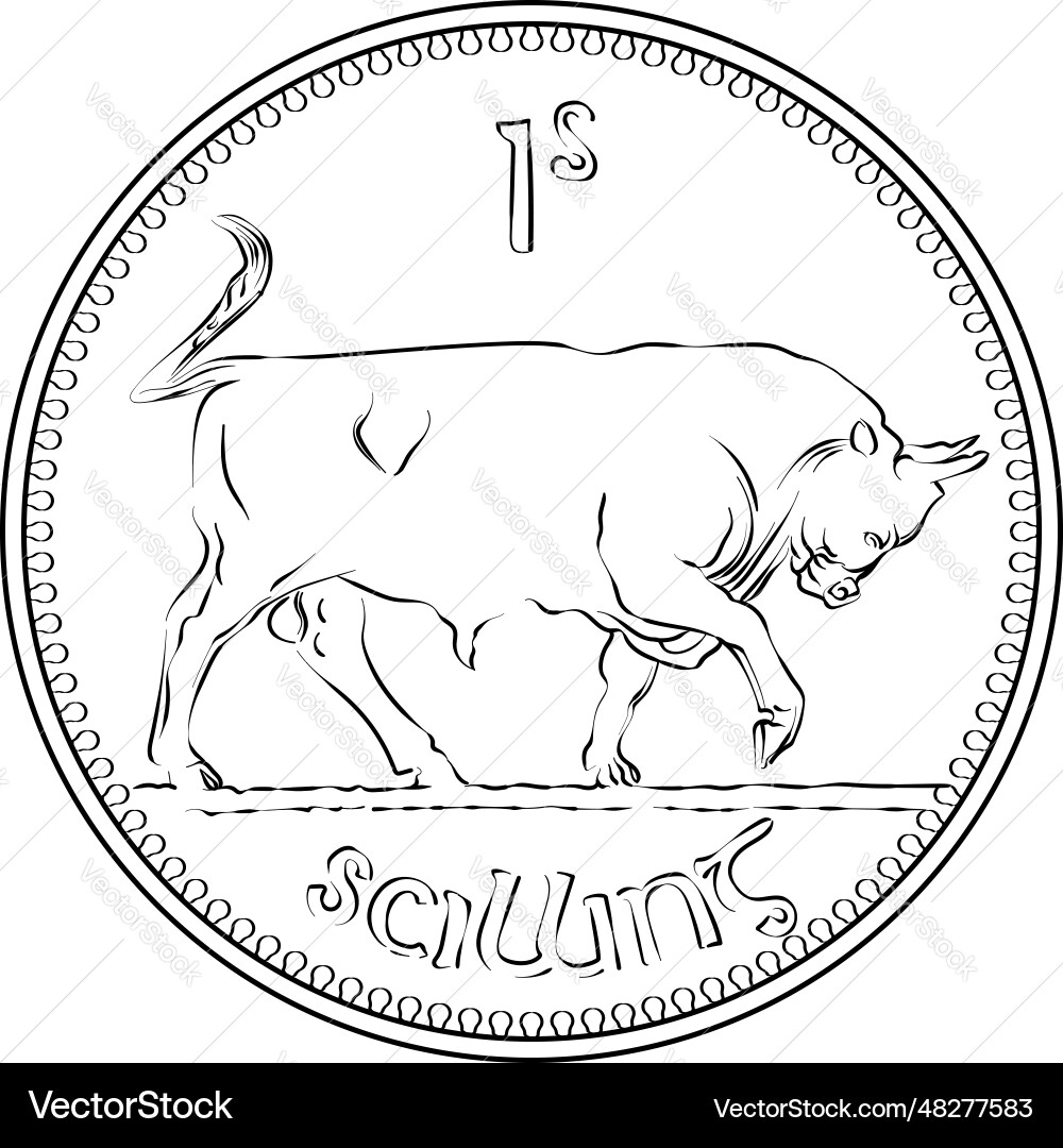 Irish money pre-decimal shilling coin Royalty Free Vector