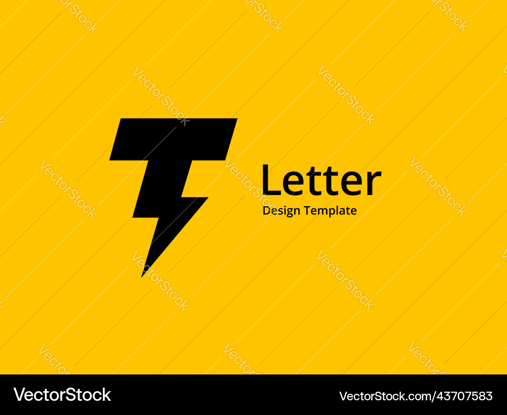 Letter t with lightning logo icon design template Vector Image