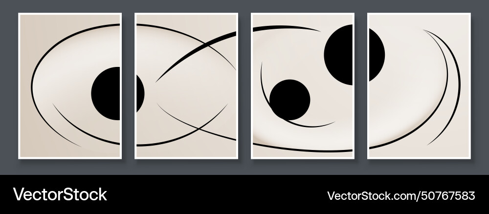 Modern neutral abstract printable wall art set Vector Image