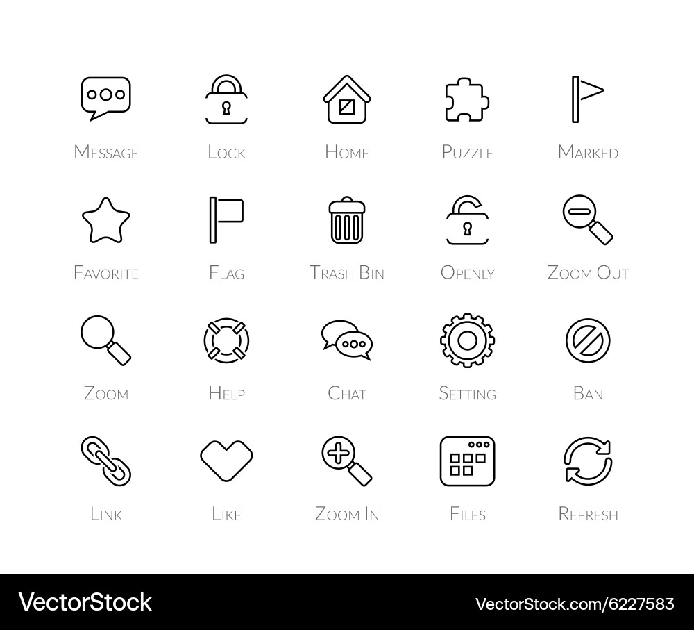 Outline icons thin flat design modern line stroke Vector Image