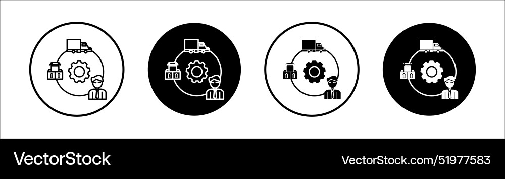 Supply chain flat line icon set thin Royalty Free Vector