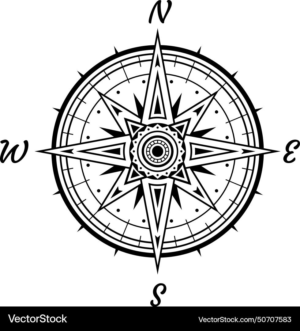 Wind rose retro nautical navigation compass marine