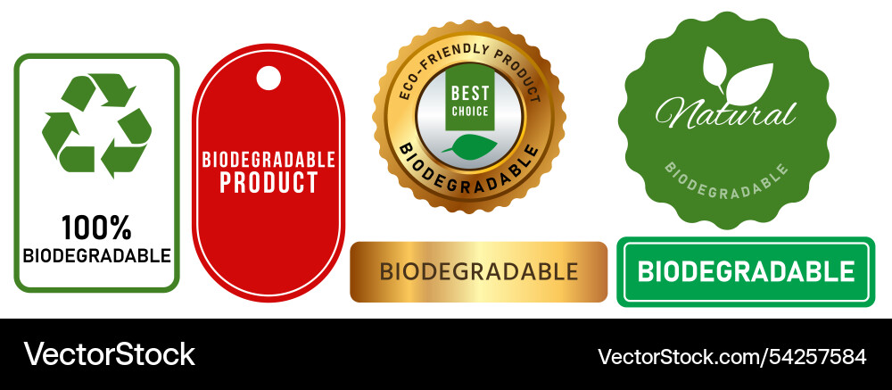 Biodegradable product stamp colorful badge eco Vector Image