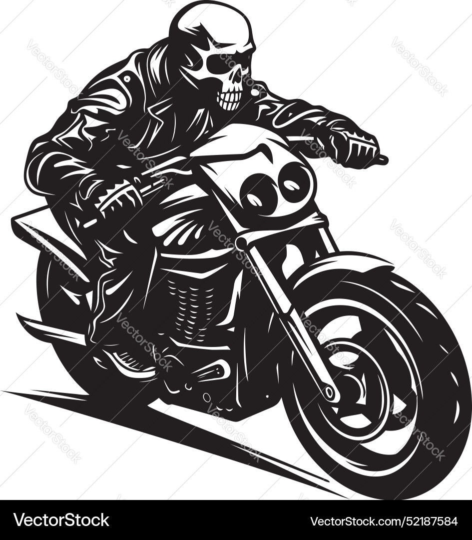 Bone roadster skeleton biker black logo icon Vector Image