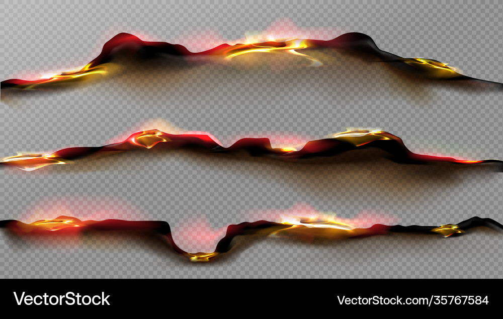 Burn paper borders burnt page smoldering edges Vector Image