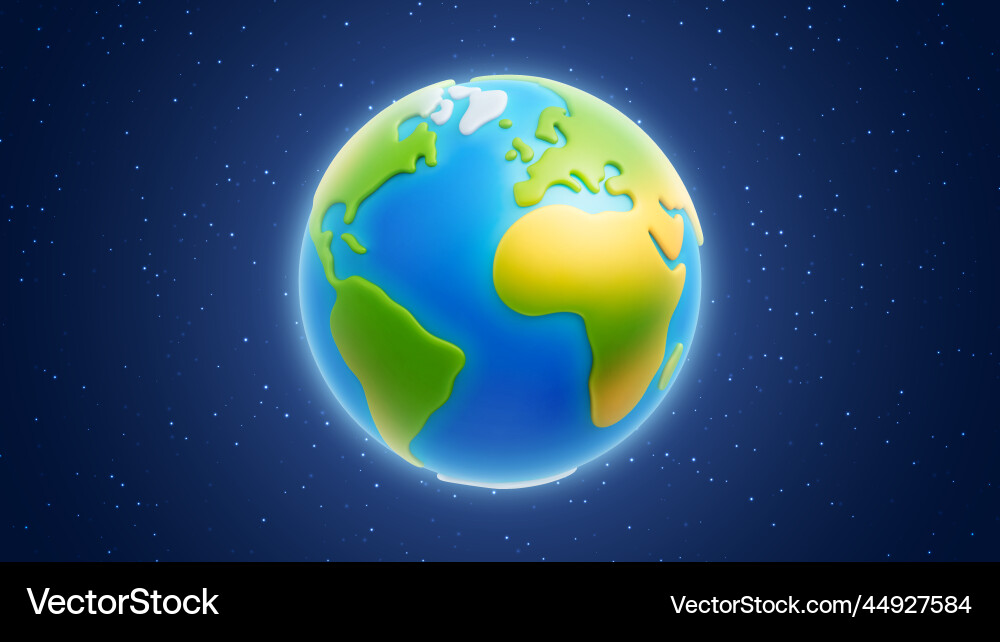 Cartoon planet earth on starry background Vector Image