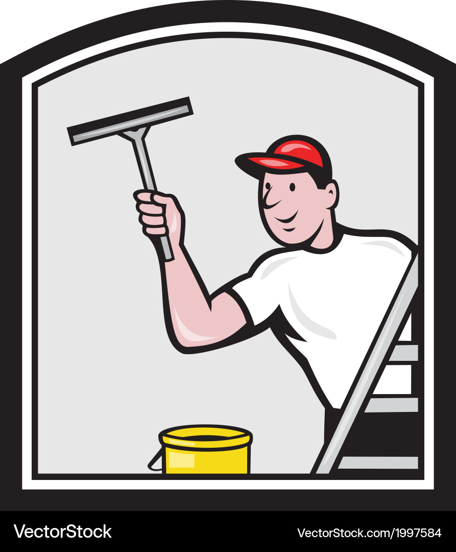 Cartoon Window Cleaner Royalty Free Vector Image