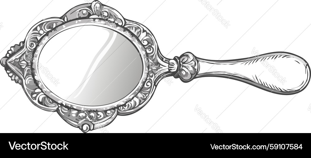 Hand Mirror Outline Icon Royalty Free Vector Image