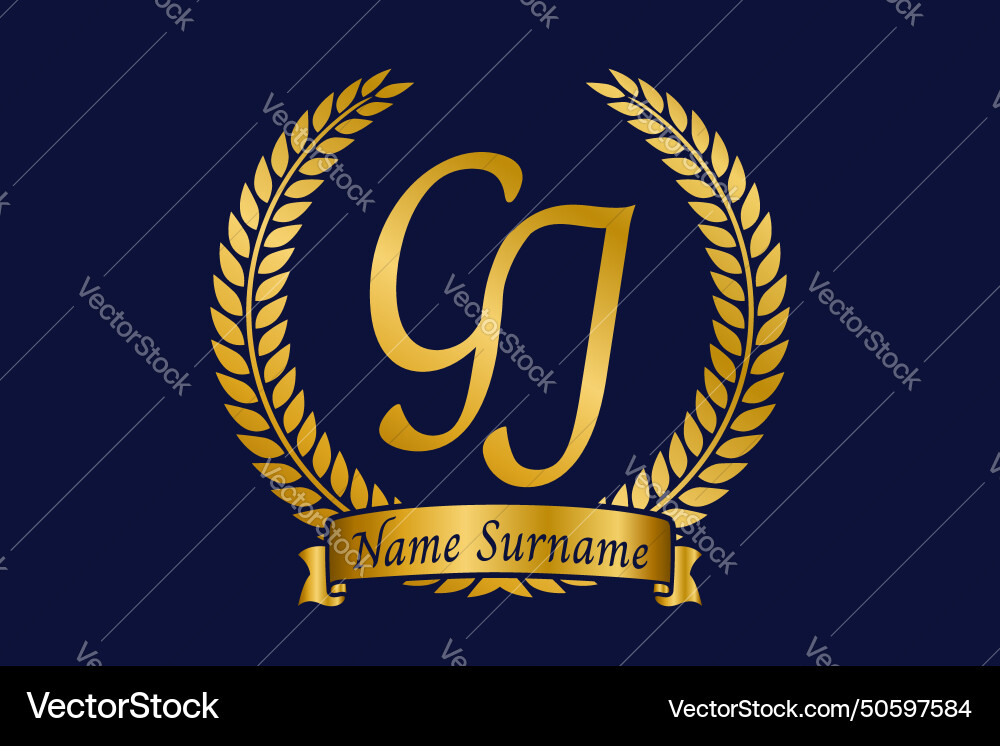 Initial letter g and j gj monogram logo design Vector Image