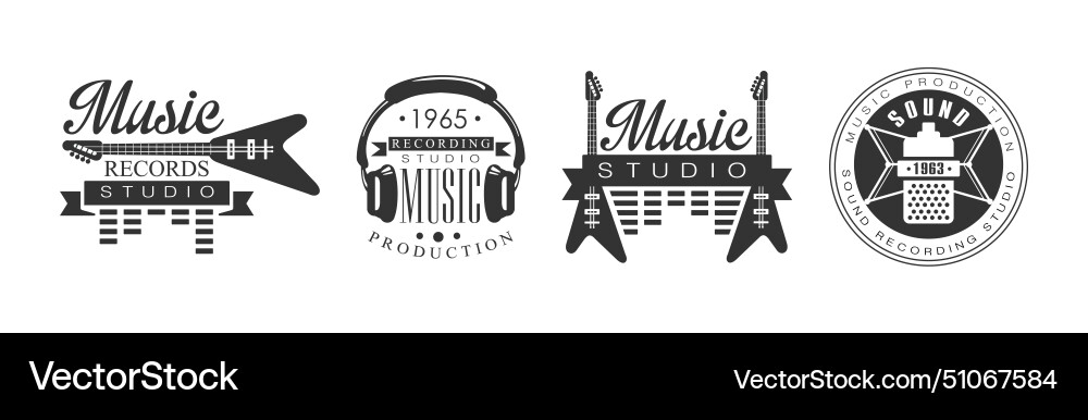 Music recording studio label and logo design Vector Image