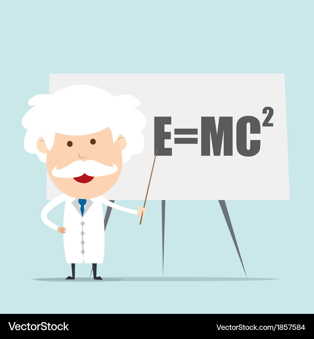 Professor and scientist presenting einstein Vector Image