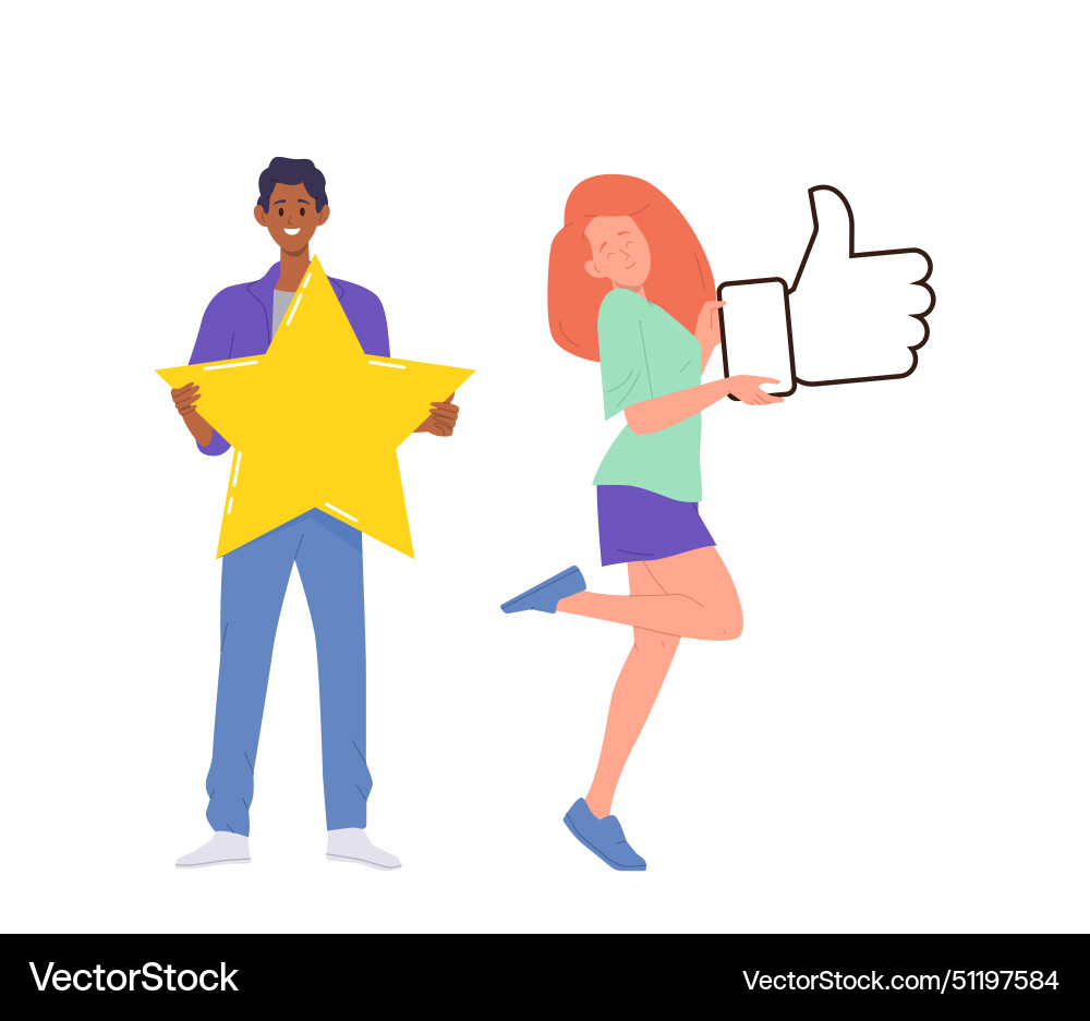 Satisfied users cartoon characters review set Vector Image