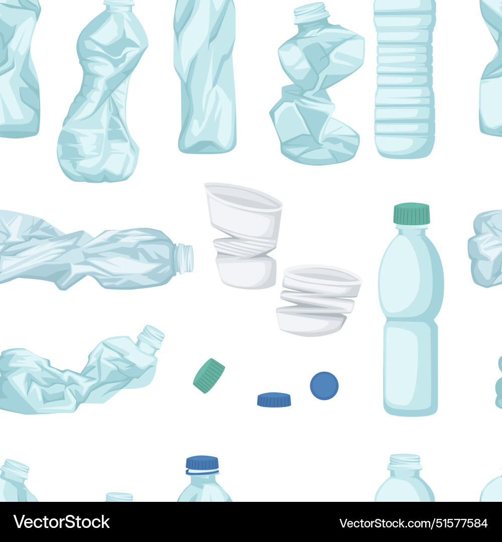 Seamless pattern of plastic water bottle waste Vector Image