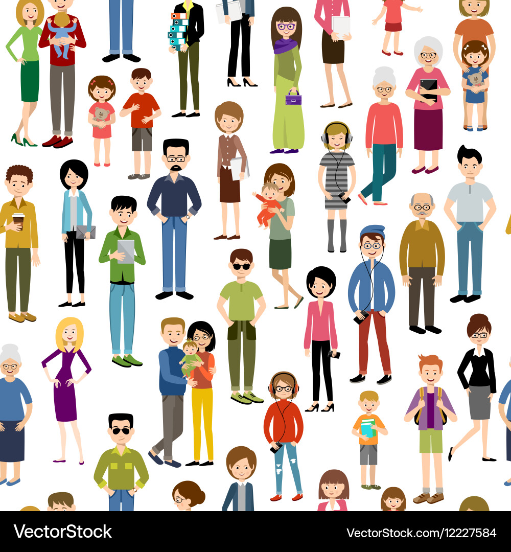 Seamless people pattern Royalty Free Vector Image