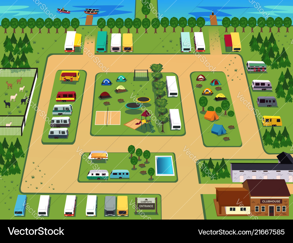 Campground map Royalty Free Vector Image - VectorStock