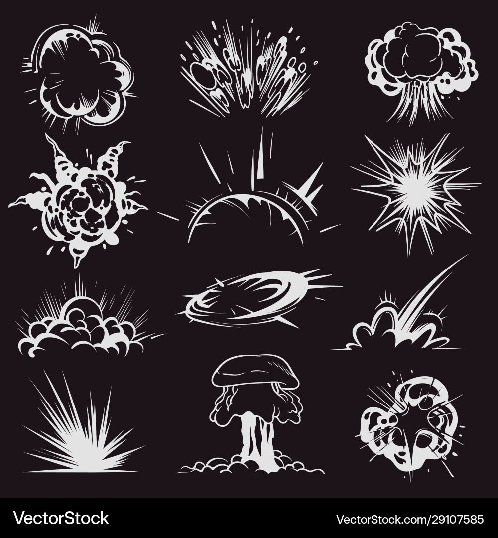 Cartoon explosion effect comic energy blast Vector Image