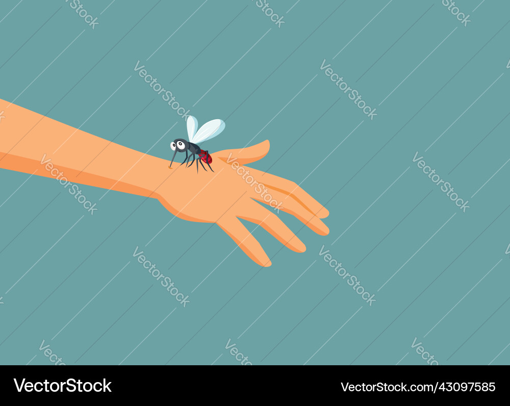 Cartoon Mosquito Bite on Hand Royalty Free Vector Image