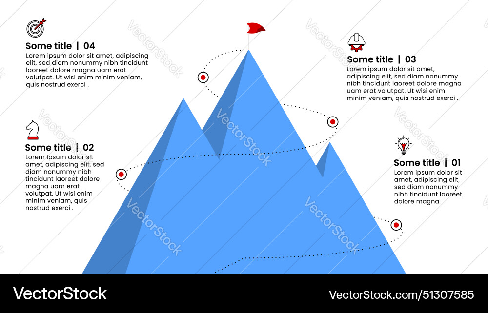 Infographic template a mountain with path and 4 Vector Image