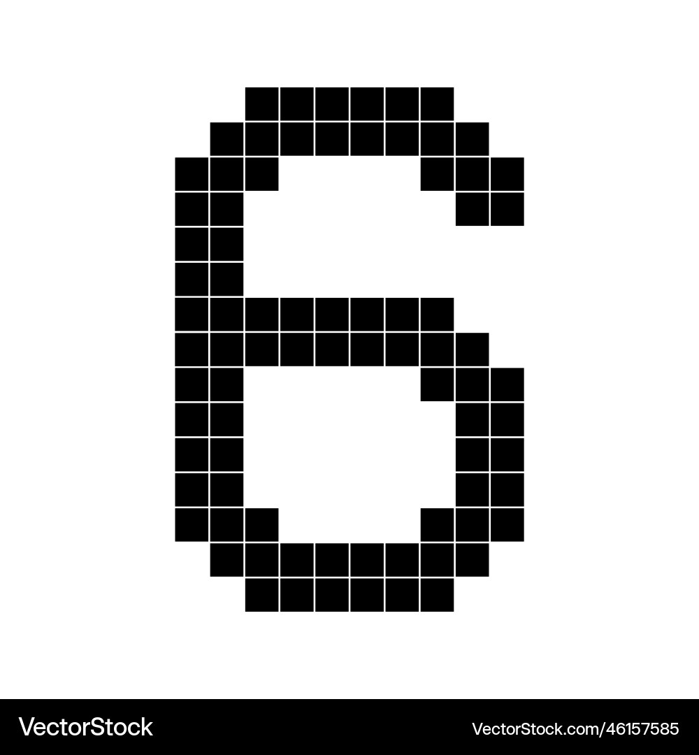 Number 6 six 3d cube pixel shape minecraft 8 bit Vector Image