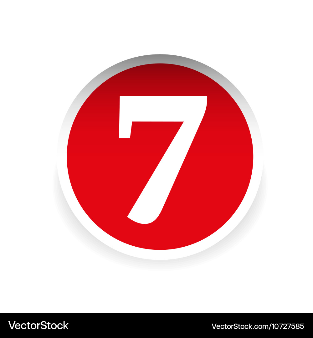 Number seven red label Royalty Free Vector Image