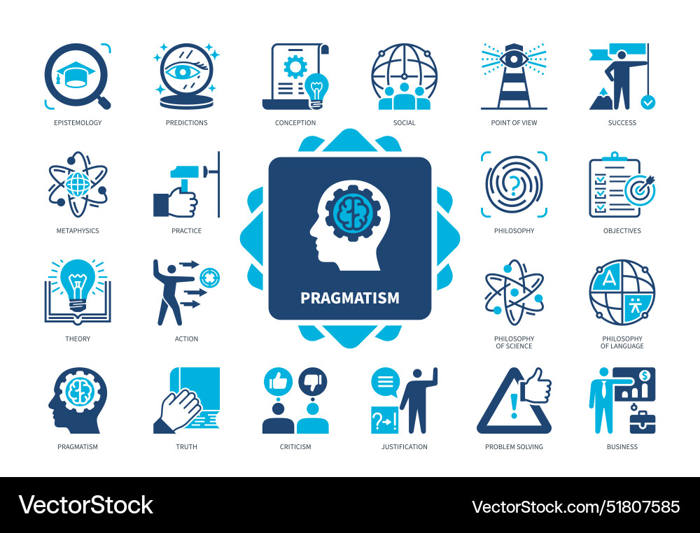 Pragmatism solid icon set Royalty Free Vector Image
