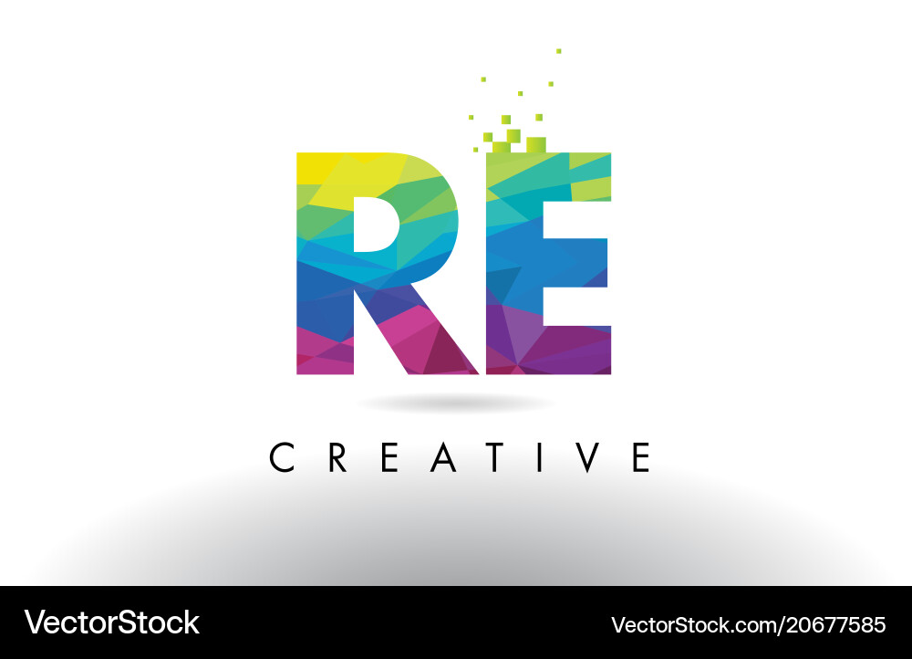 Re r e colorful letter origami triangles design Vector Image