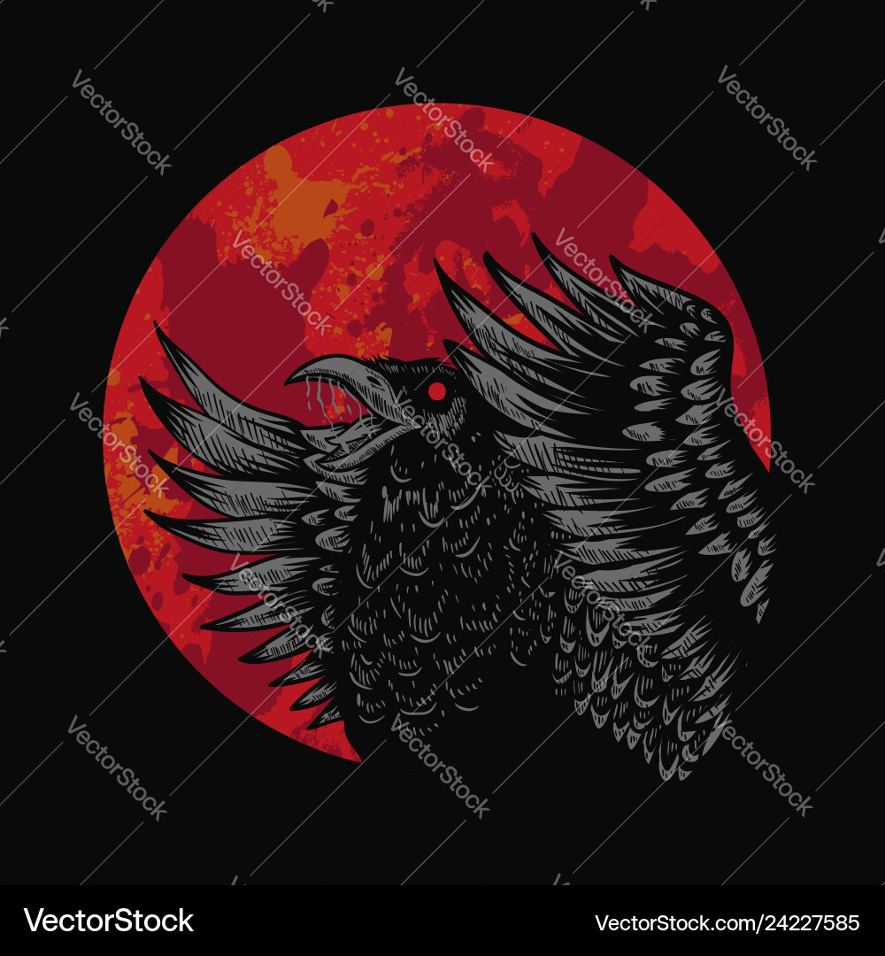 Red Crow Moon Symbol Royalty Free Vector Image