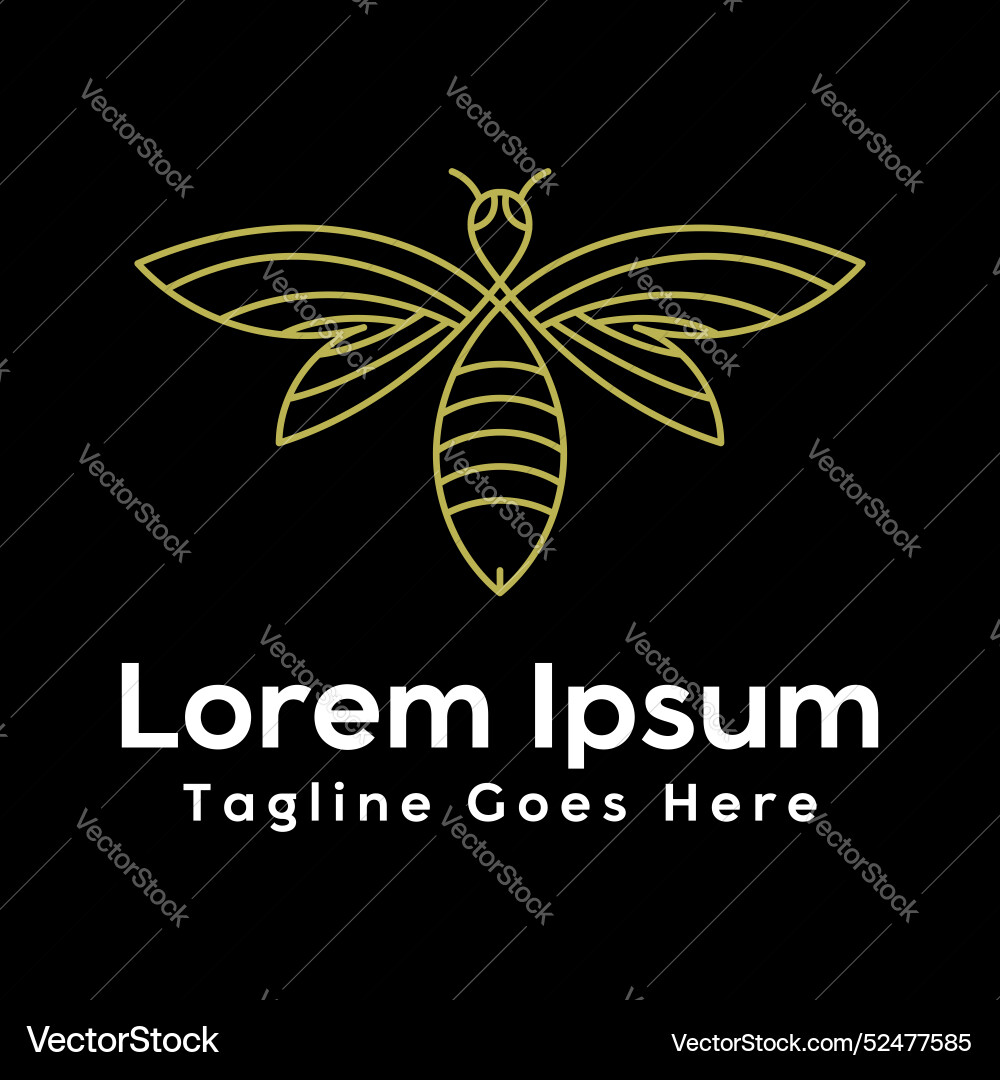 Simple minimalist elegant golden insect honey bee Vector Image