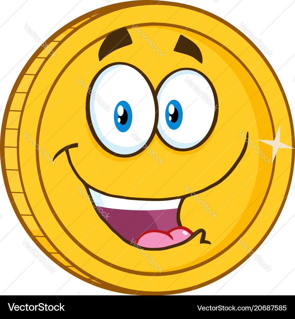 Smiling golden coin cartoon character Royalty Free Vector