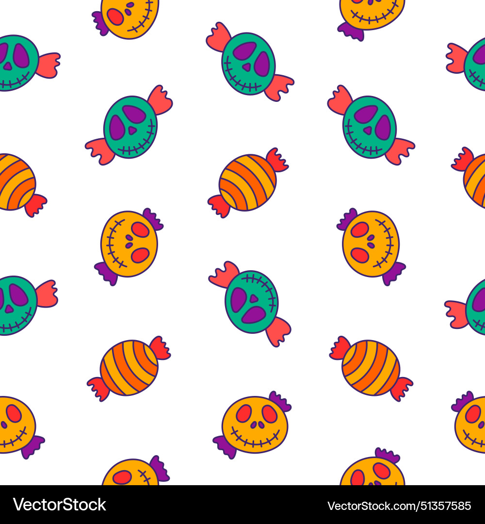 Sugar halloween sweet candies seamless pattern Vector Image
