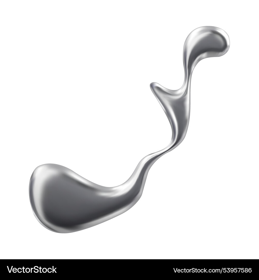 3d glänzend chrom flüssigkeit blot form grau blob