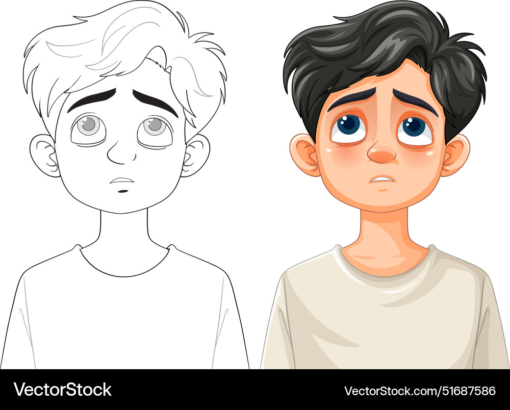A boy with sad expression Royalty Free Vector Image