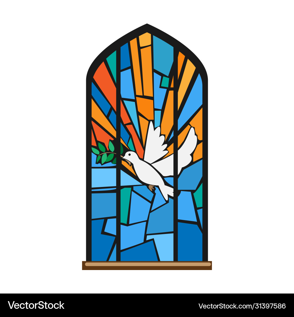 Kirche Fenster Iconcartoon Symbol Lizenzfreies Vektorbild