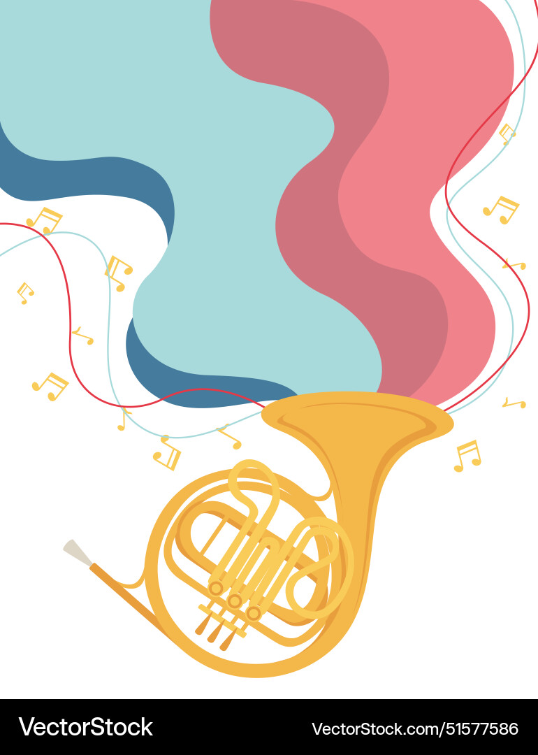 Classical french horn musical instrument Vector Image