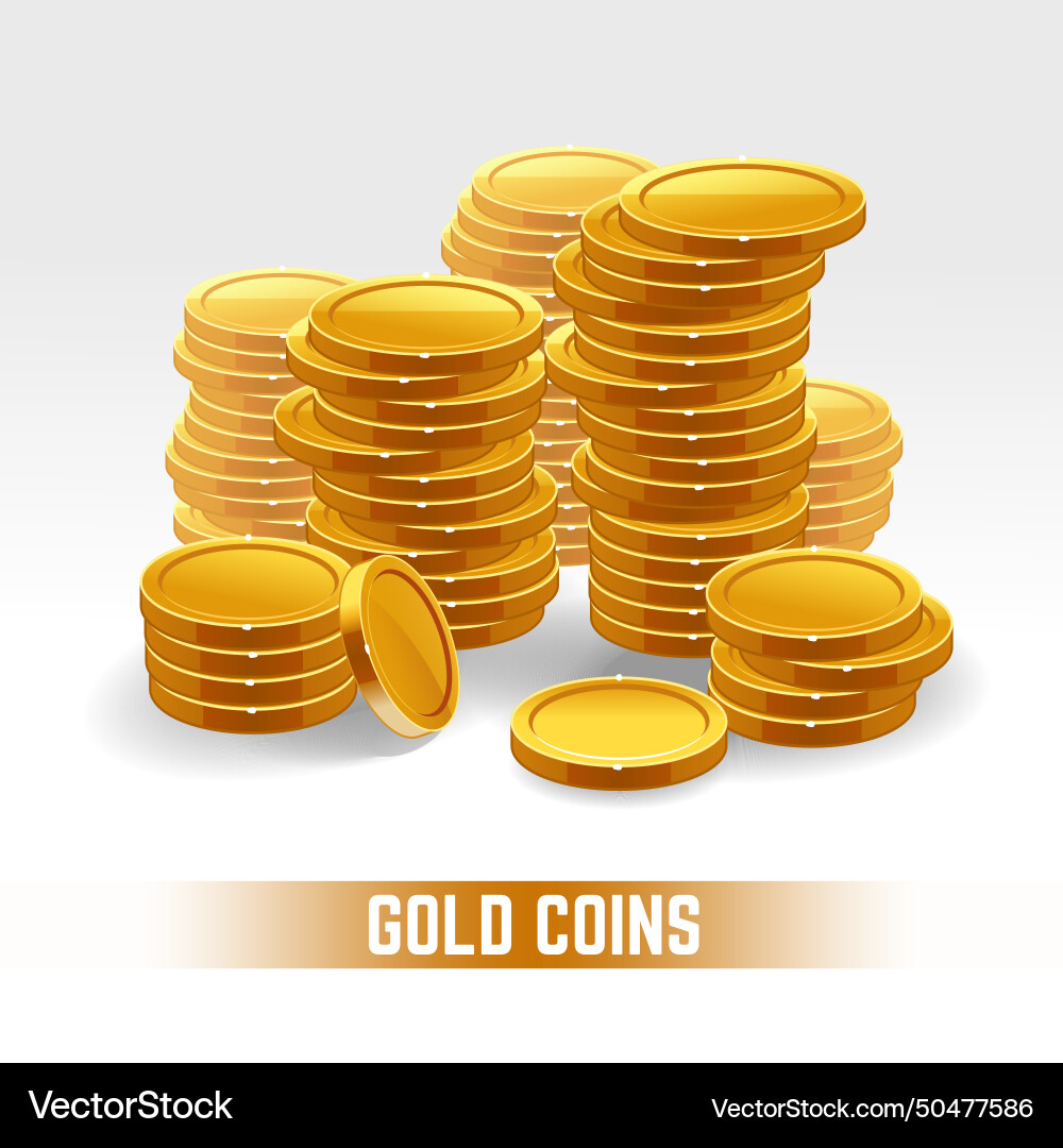 Gold coins pile Royalty Free Vector Image - VectorStock