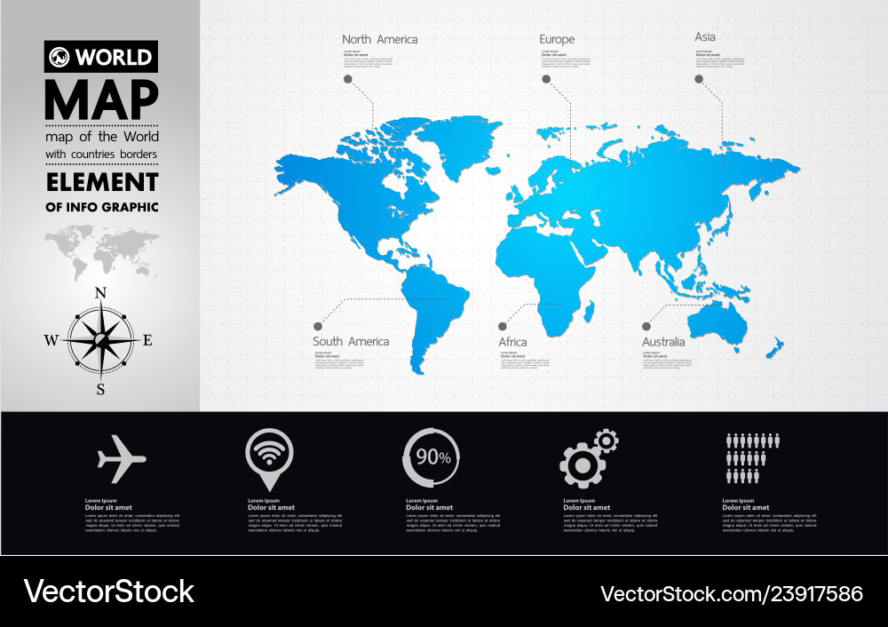 Grand world map graphic element Royalty Free Vector Image