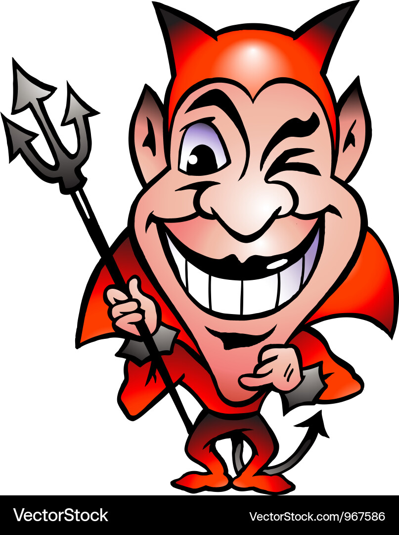 Hand-drawn of an red devil Royalty Free Vector Image