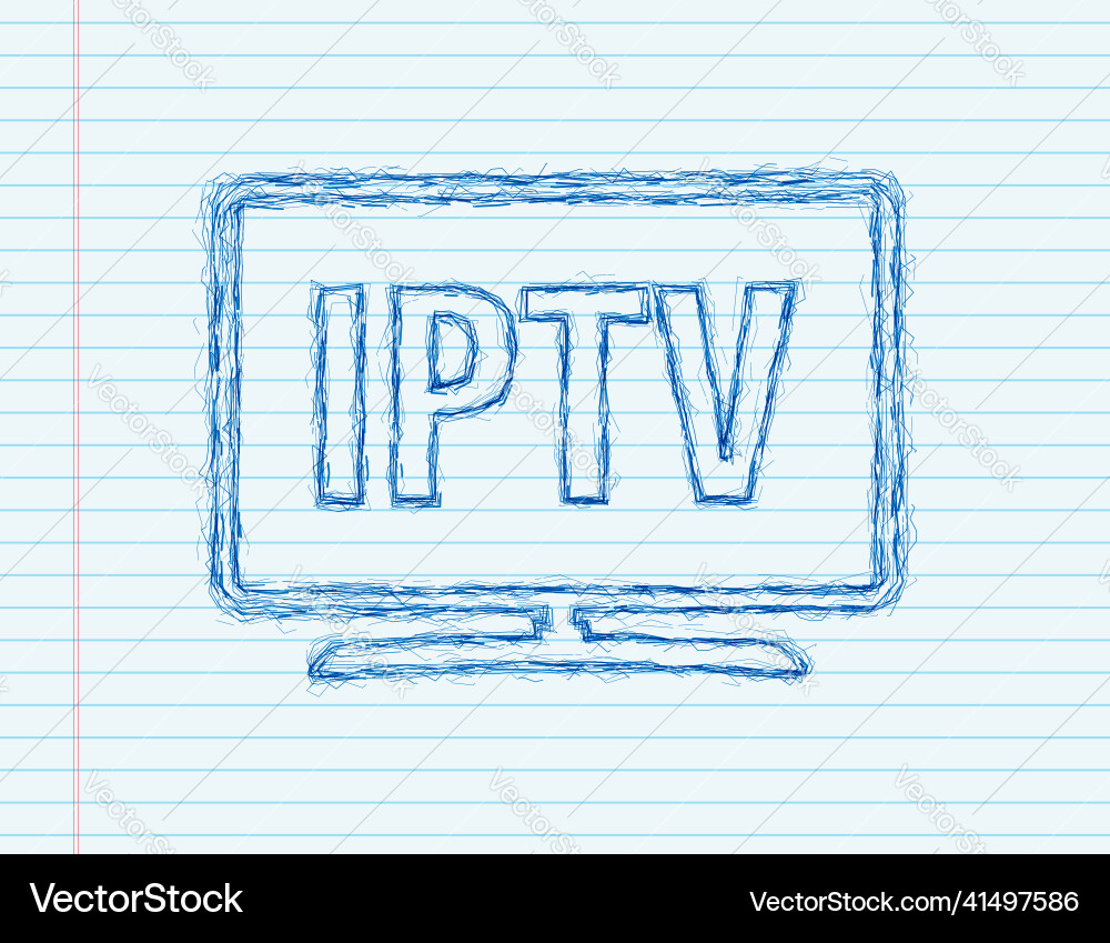 Iptv badge icon logo sketch stock Royalty Free Vector Image