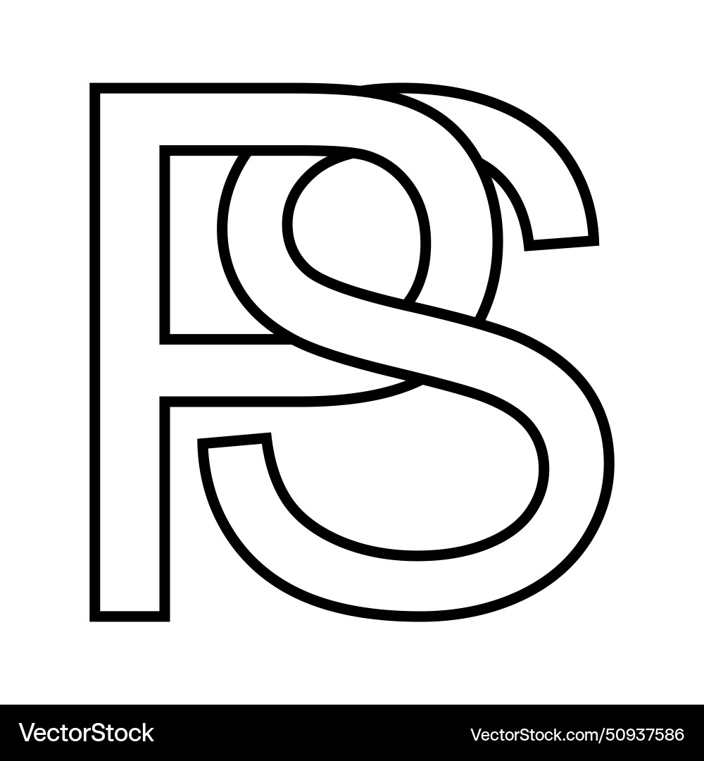 Logo sign ps sp icon double letters logotype p s Vector Image