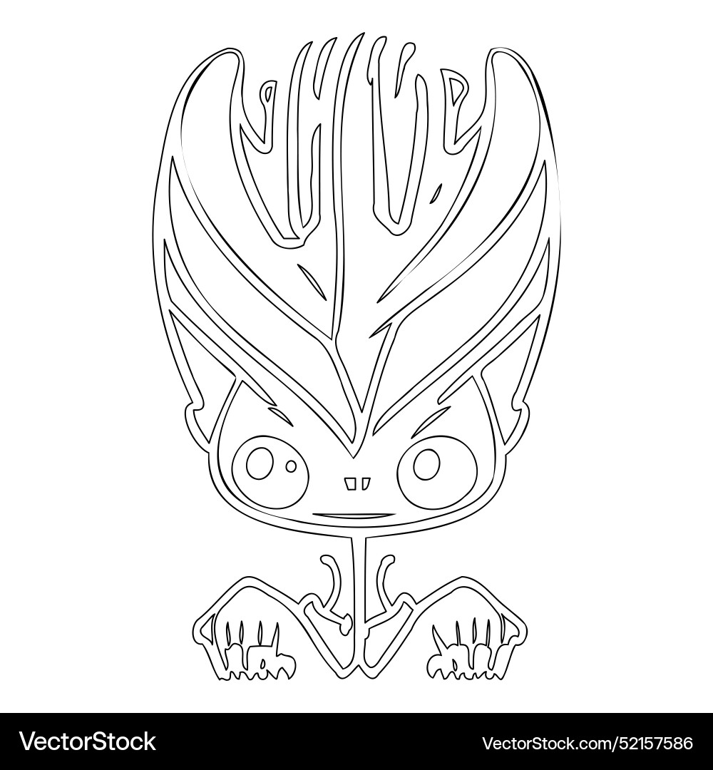 Monster alien outline sketch Royalty Free Vector Image