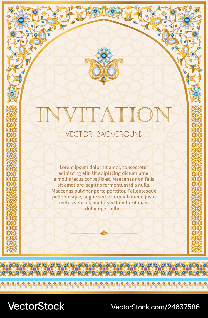 Ornate invitation template Royalty Free Vector Image