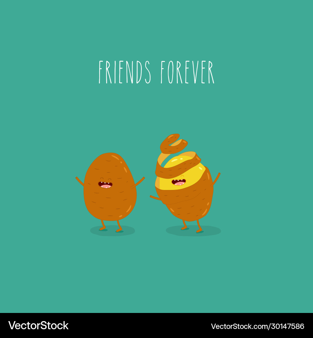 Potatoes friends forever graphics funny Royalty Free Vector